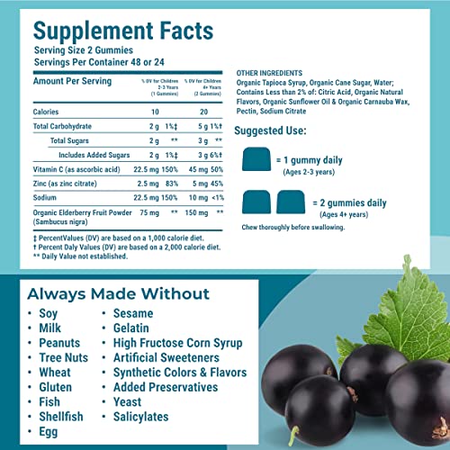 Hyland's Naturals Kids Organic Elderberry Plus Gummies + 4Kids Cold & Cough, Daytime (4 fl. oz.) & Nighttime (4 fl. oz.) Value Pack, Cough Syrup - 48 Vegan Kids Gummies + 8oz. Cold & Cough Syrup