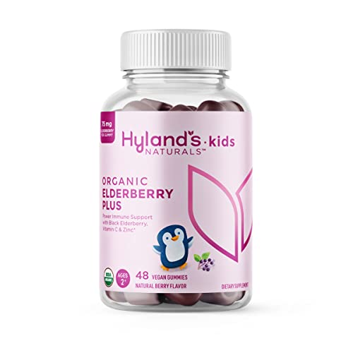 Hyland's Naturals Kids Organic Elderberry Plus Gummies + 4Kids Cold & Cough, Daytime (4 fl. oz.) & Nighttime (4 fl. oz.) Value Pack, Cough Syrup - 48 Vegan Kids Gummies + 8oz. Cold & Cough Syrup