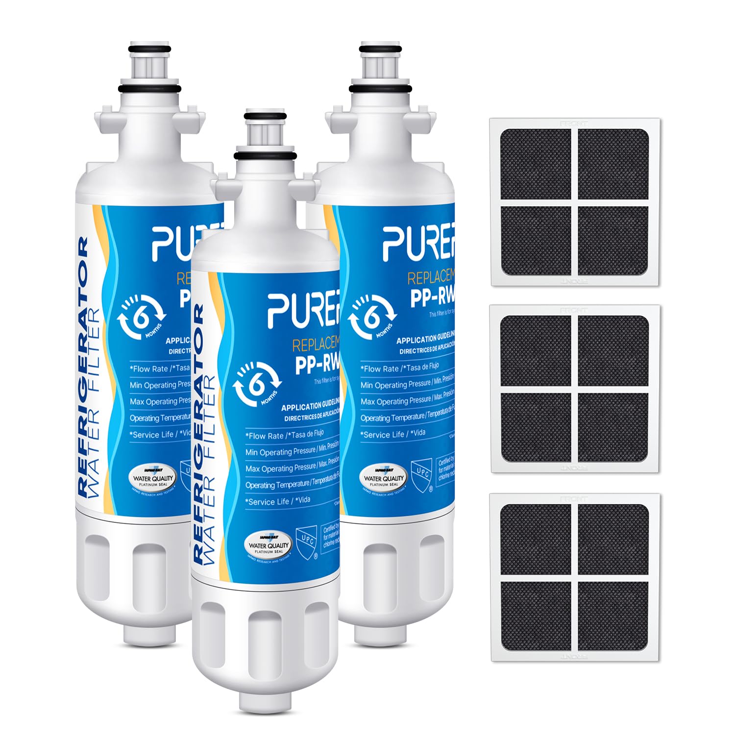 PUREPLUS 469690 LT700P Replacement for LG Kenmore Elite 9690, ADQ36006102, ADQ36006101, LFXS30766S, LFX28968ST, LFX31925ST, LFX31945ST, RWF1052, LT120F, Refrigerator Water and Air Filter Combo, 3Pack