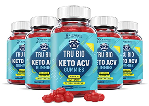 Justified Laboratories (5 Pack) Tru Bio Keto Gummies 1000MG ACV with Pomegranate Juice Beet Root B12 300 Gummys