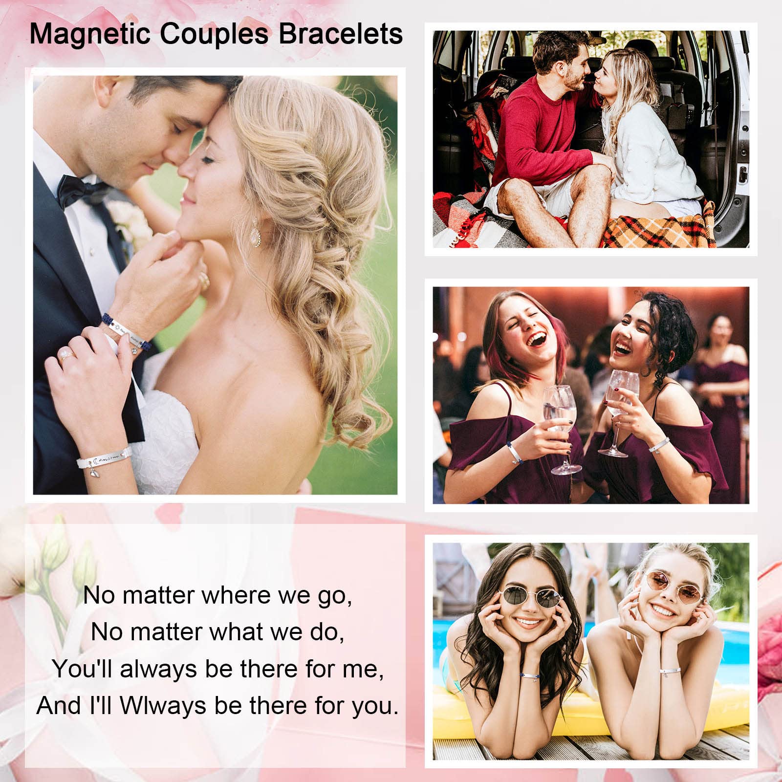 MEALGUET Always & Forever Bracelet Gift for Couples, Handmade Rope Braided Mutual Attraction Bracelets for Lovers, Stainless Steel His and Hers ID Bracelets Matching,One for her, One for him