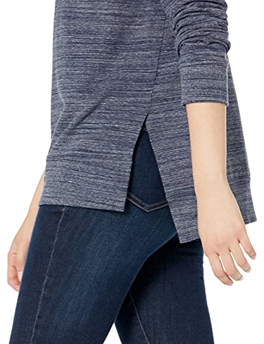 Daily Ritual Women's Oversized Terry Cotton and Modal High-Low Sweatshirt, Navy, Space Dye, Medium