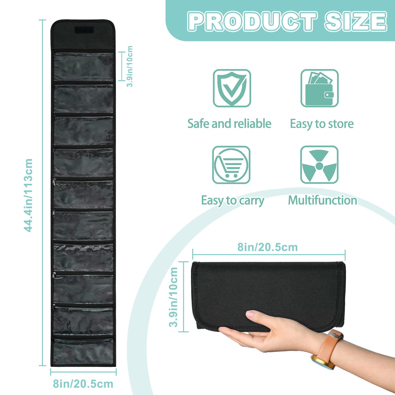 DSVENROLY Money Organizer Cash Wallet with 10 Zipper Slots Money Holder Budget Wallet, Discreet Money Bag for Receipts Coupons Tips (1Pc, Black)