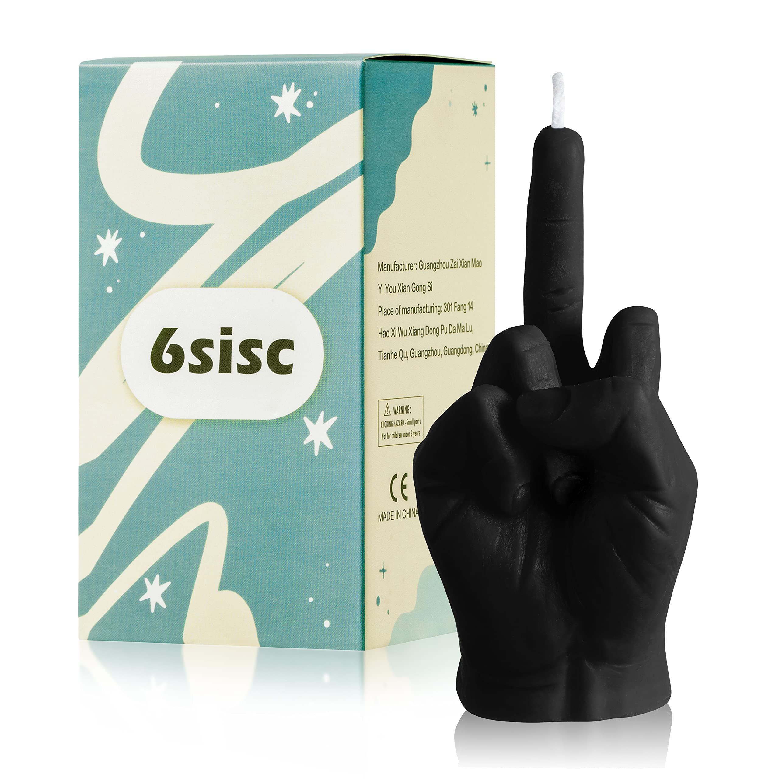 6sisc Middle Finger Scented Candle Black Danish Pastel Room Decor Aesthetic Pine Fragrance Natural Vegan Soy Wax Aromatherapy Candles Hand Gesture Candle for Home Bedroom Decoration Birthday Gift