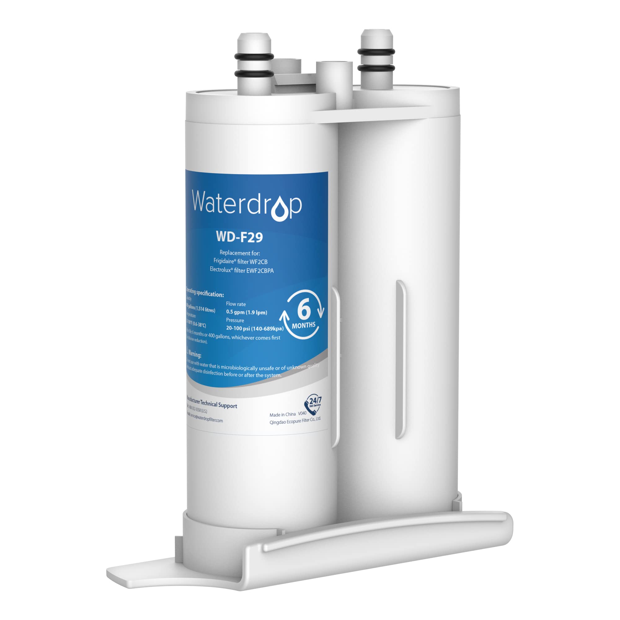 Waterdrop Replacement for Frigidaire® & Electrolux® WF2CB®, PureSource2®, NGFC 2000, FC100, Kenmore® 9916, EWF2CBPA®, 1004-42-FA Refrigerator Water Filter