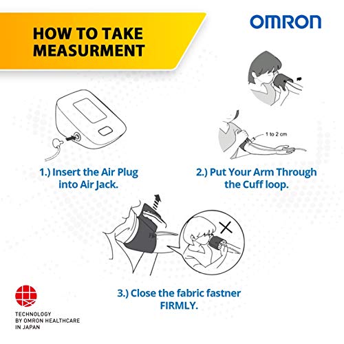 Omron Hem 7121J Fully Automatic Digital Blood Pressure Monitor with Intellisense Technology & Cuff Wrapping Guide Most Accurate Measurement (White) (Power Source - Battrey)