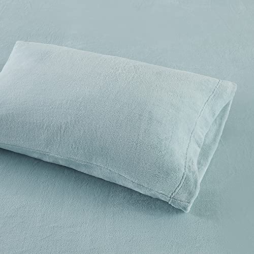 True North by Sleep Philosophy Soloft Plush Bed Sheet Set, Wrinkle Resistant, Warm, Soft Fleece Sheets with 14" Deep Pocket Cold Season Cozy Bedding-Set, Matching Pillow Case, Full, Aqua, 4 Piece