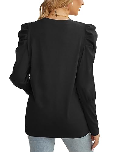 WIHOLL Long Sleeve Shirts for Women Lightweight Fall Fashion 2023 Black S