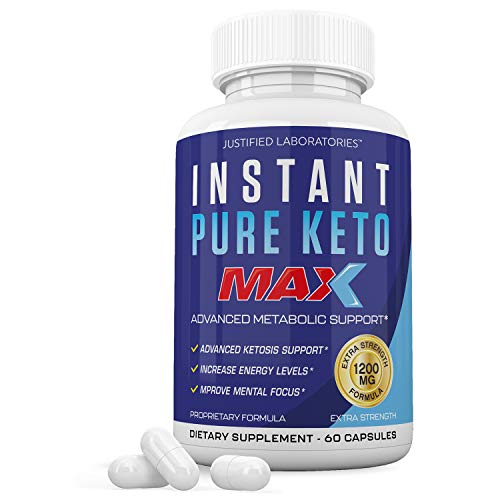 Instant Pure Keto Pills Max 1200MG Keto Pills Advanced BHB Ketogenic Supplement Exogenous Ketones Ketosis for Men Women 60 Capsules 1 Bottle