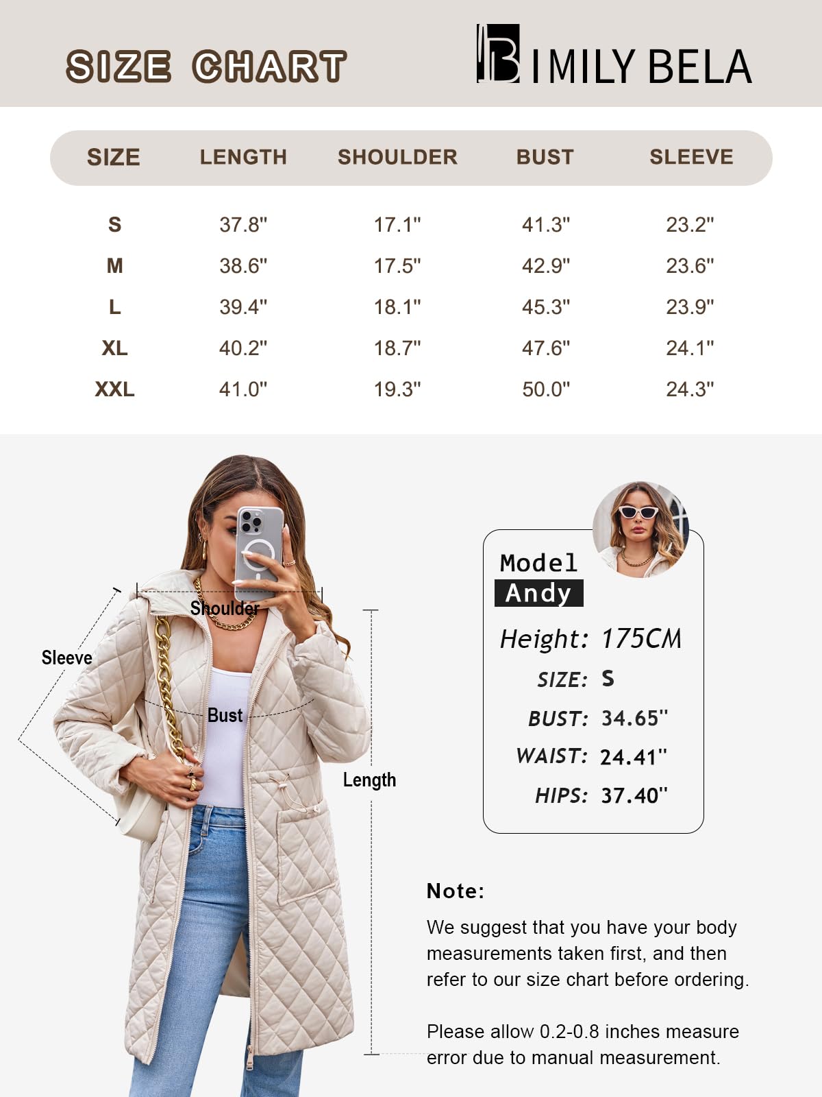 Imily Bela Womens Long Quilted Jackets Zip Up Hooded Drawstring Waist Coats with Pockets