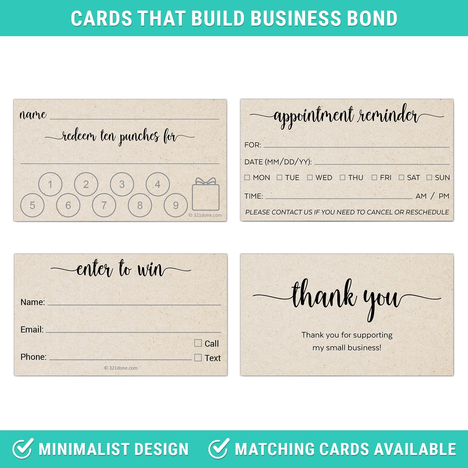 321Done Blank Coupon Cards Tan, 3.5x2 (50 Pack) Made in USA, Little DIY Gift Certificate, Vouchers for Present, Holiday, Valentines Simple Redeemable For Design, Thick Paper, Space to Personalize