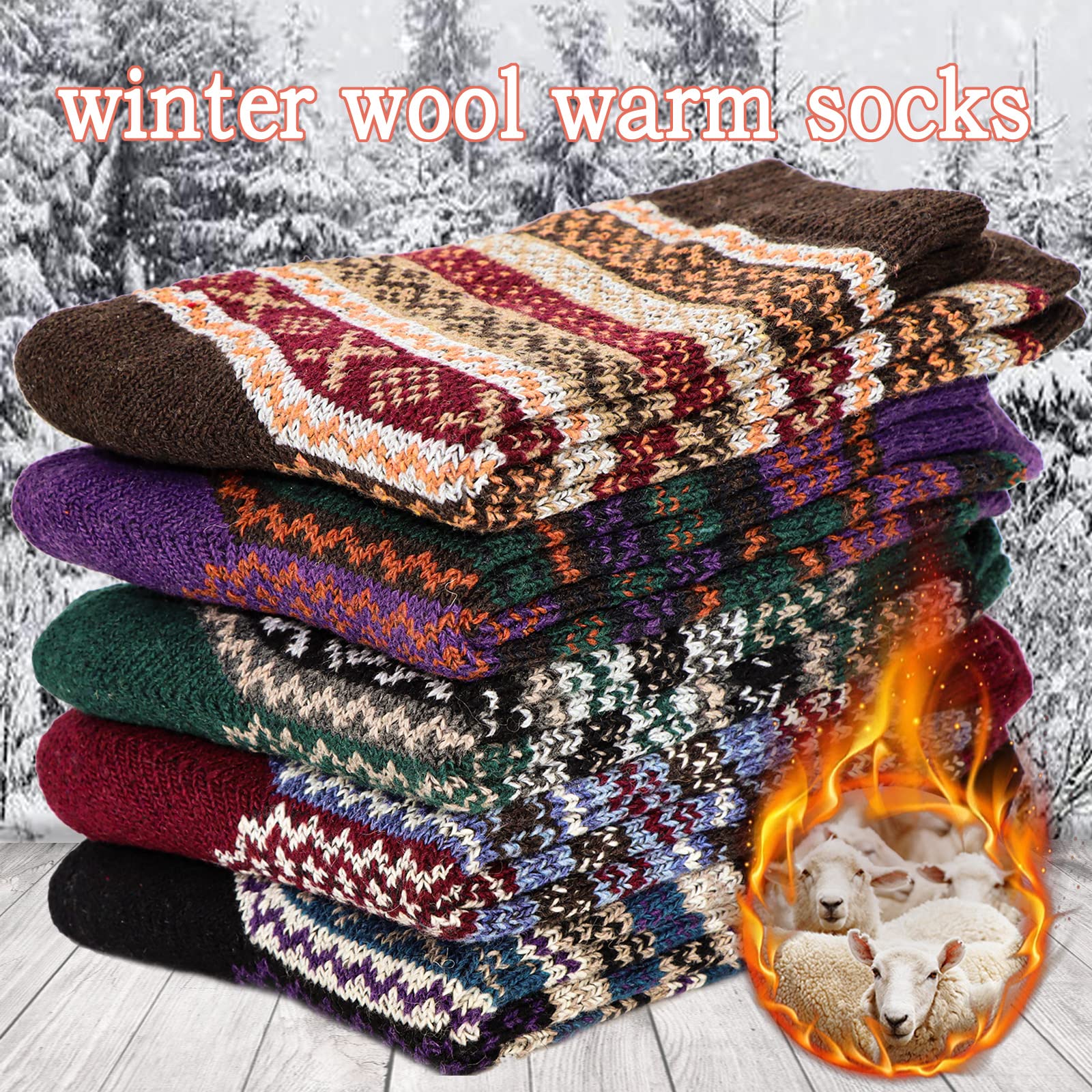 YQHMT Wool Socks for Women Gifts Winter Warm Thick Thermal Vintage Knit Soft Comfy Crew Socks Stocking Stuffers, Christmas Gifts