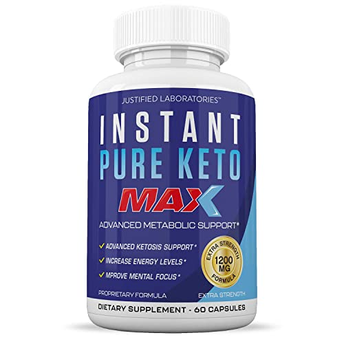 Instant Pure Keto Pills Max 1200MG Keto Pills Advanced BHB Ketogenic Supplement Exogenous Ketones Ketosis for Men Women 60 Capsules 1 Bottle
