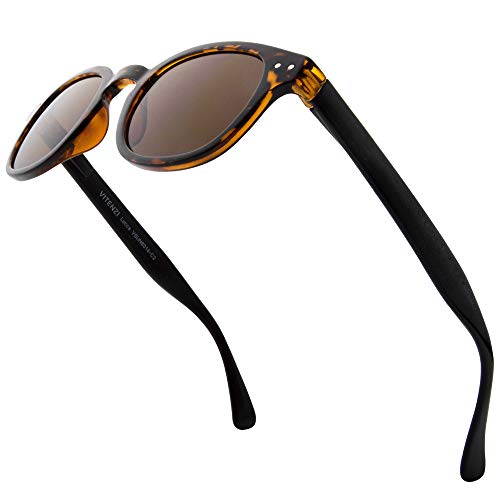 VITENZI Sunglasses for Men and Women Trendy and Cool Sun Glasses, Retro Vintage Round Shades Lucca in Tortoise