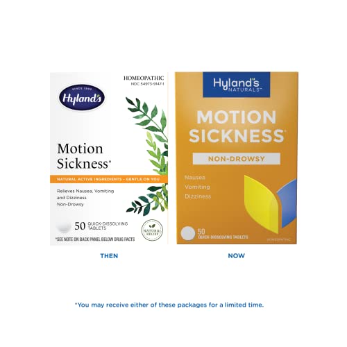 Hyland's Naturals Motion Sickness, Nausea Relief Tablets, All Natural Treatment for Car Sickness and Sea Sickness, 50 Co