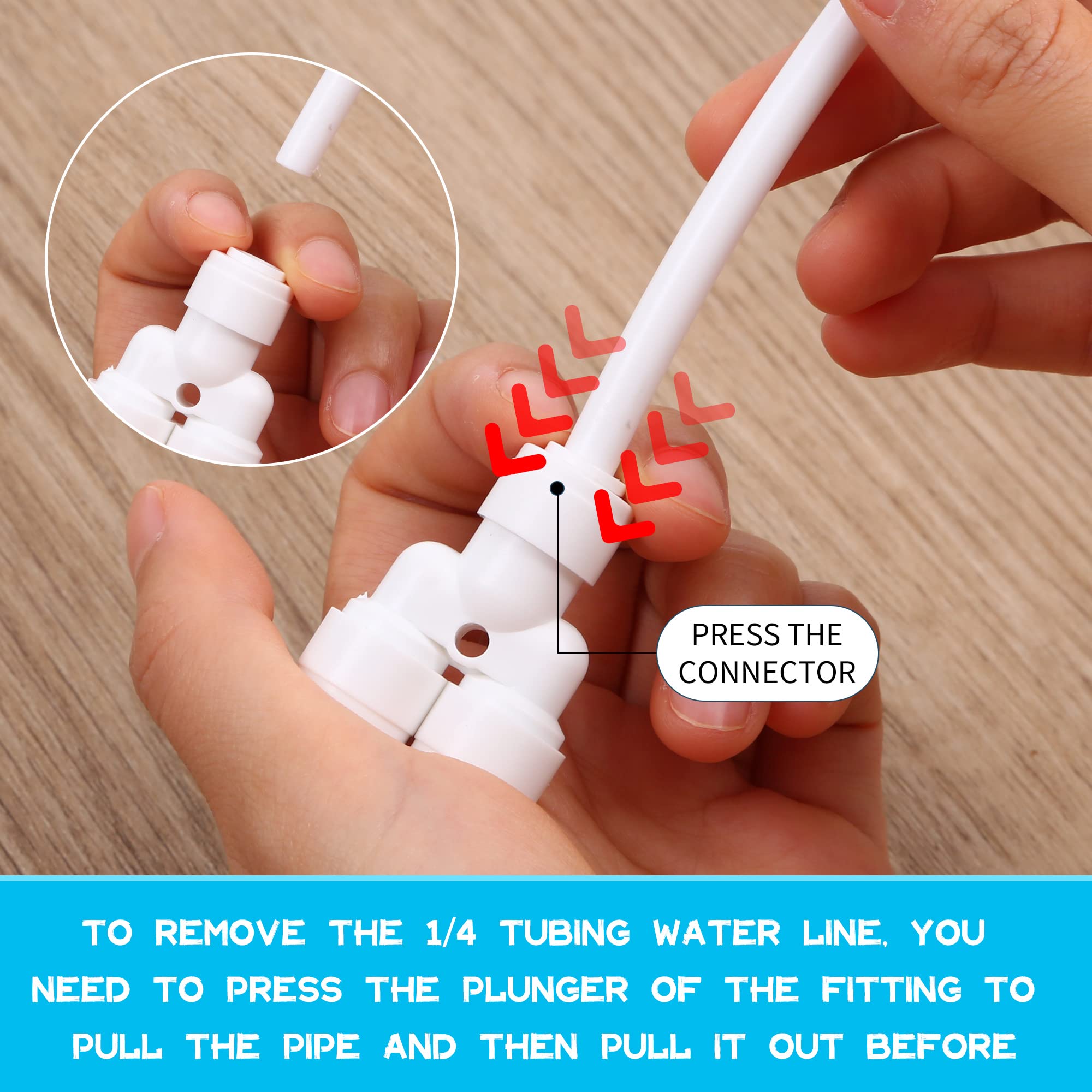 WBTEER Refrigerator Water Line Kit 1/4" Water O.D. Tubing 32ft, Connect Fittings for RO (Reverse Osmosis) (Ball Valve + L + Y + I + T Type + U-Shaped Wire Channel) - 21Pcs