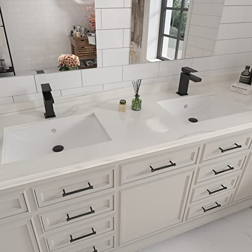 AWARA Single Handle Bathroom Faucet, Matte Black Bathroom Sink Faucet Solid Brass Single Hole Modern Bathroom Faucet Vanity Faucet with Pop-up Drain & Overflow & Water Supply Hoses