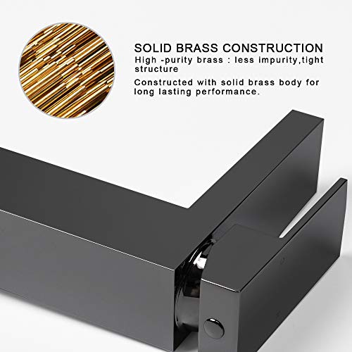 AWARA Single Handle Bathroom Faucet, Matte Black Bathroom Sink Faucet Solid Brass Single Hole Modern Bathroom Faucet Vanity Faucet with Pop-up Drain & Overflow & Water Supply Hoses