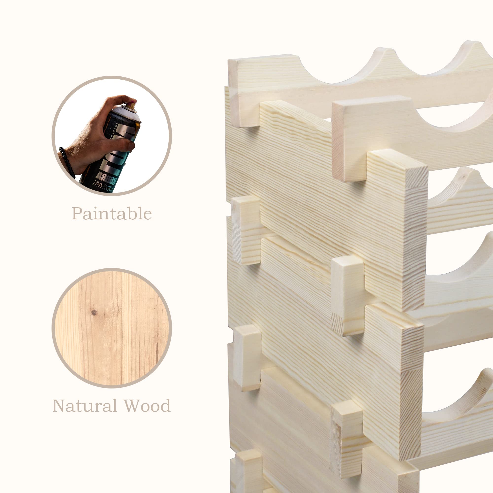 ZENY Large 96 Bottles Wood Wine Rack Stackable Storage Across up to 8 Rows Solid Wooden Display Shelves Rack Organizer