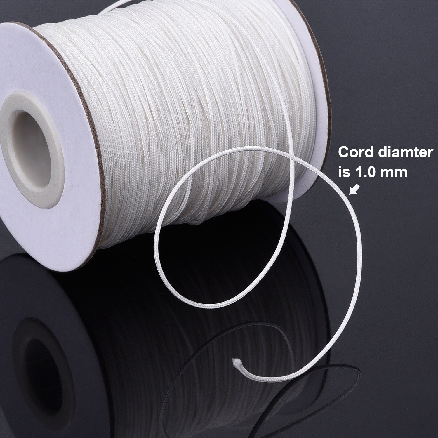 Outus 109 Yards/Roll White Braided Lift Shade Cord for Aluminum Blind Shade, Gardening Plant and Crafts (1.0 mm)