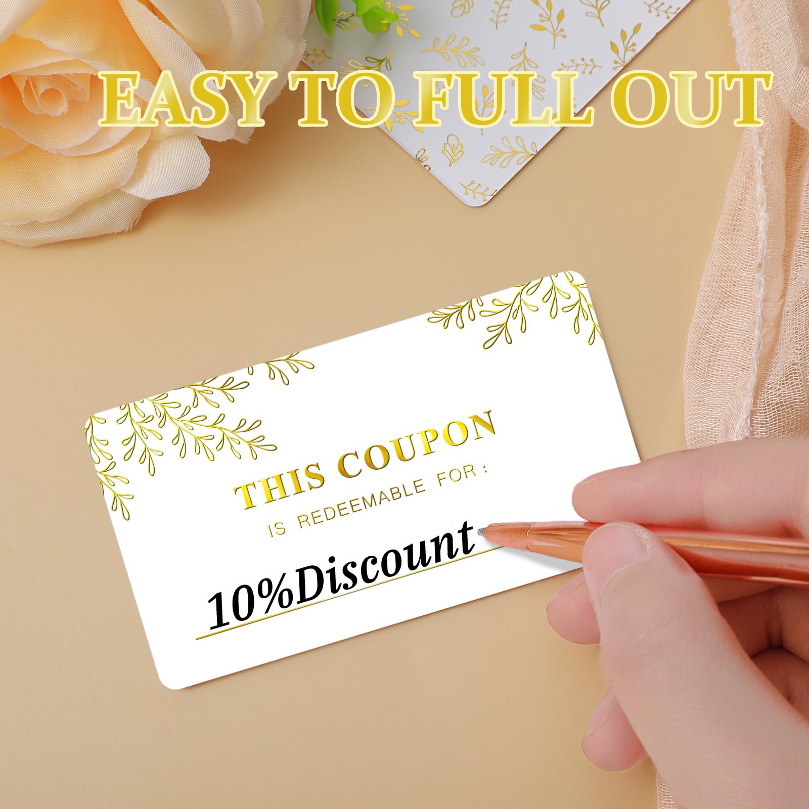 Kosiz 200 Pcs Blank Coupon Cards Gift Certificates for Small Business, 3.5 x 2 DIY Redeem Voucher Cards Services Coupon for Birthday Spas Hair Salons Restaurants
