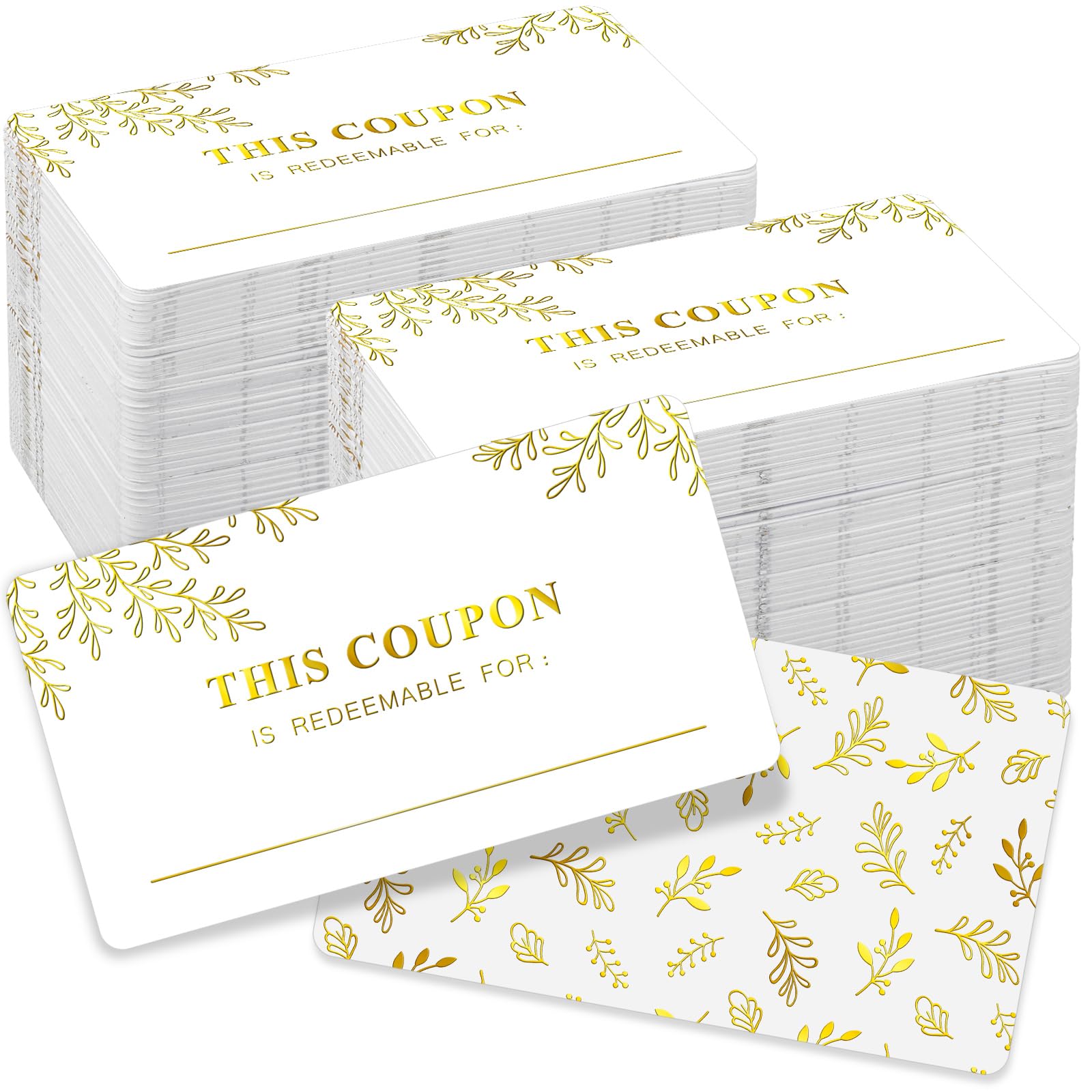 Kosiz 200 Pcs Blank Coupon Cards Gift Certificates for Small Business, 3.5 x 2 DIY Redeem Voucher Cards Services Coupon for Birthday Spas Hair Salons Restaurants