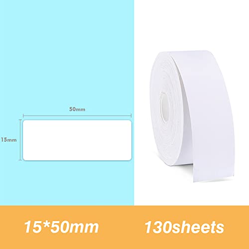 RUSUO Thermal Lable, Thermal Printing Label Paper Barcode Price Size Name Blank Labels Waterproof Tear Resistant 15 * 50mm 130pcs/roll for Home Organizer Supermarket Store Catering