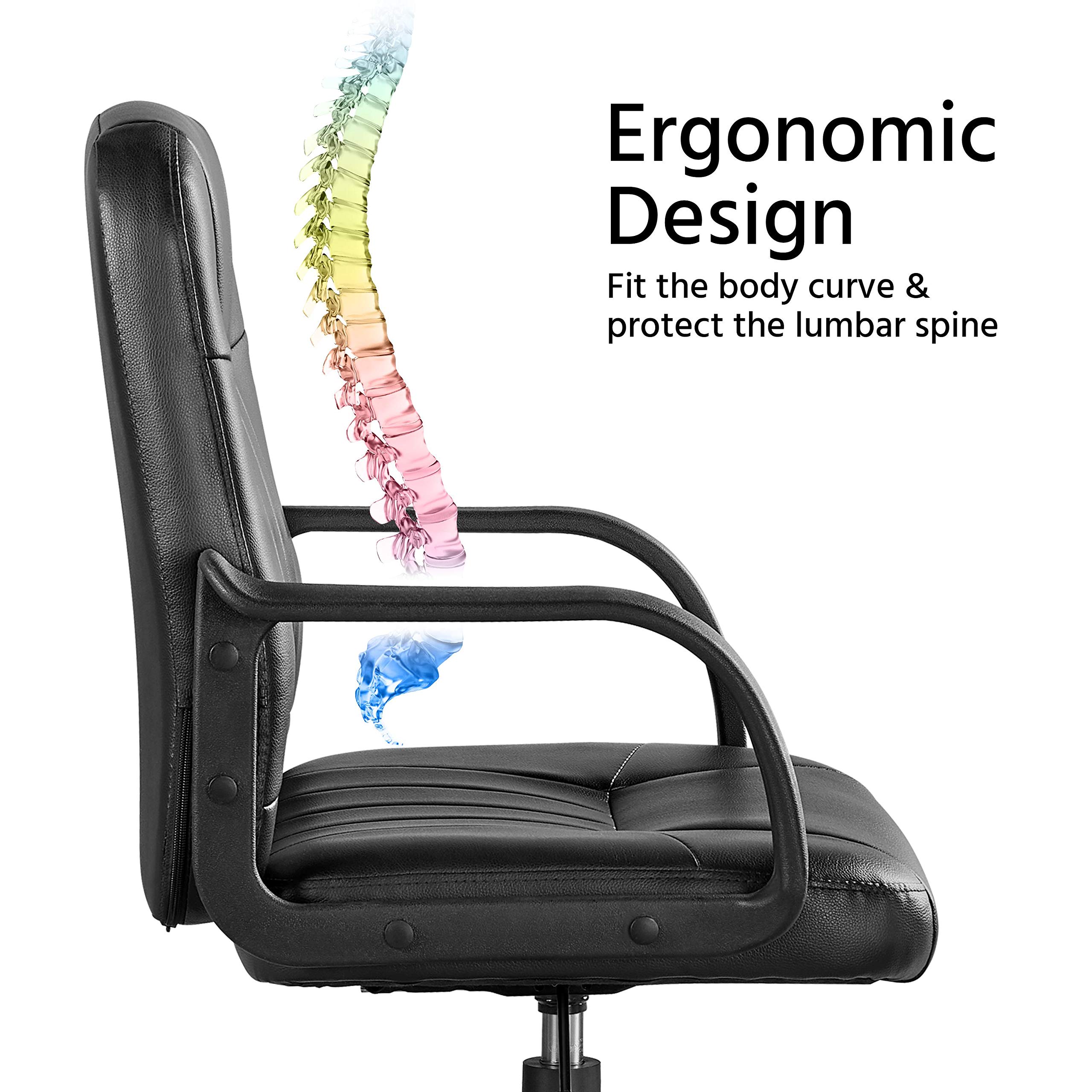 Topeakmart Executive Office Chair Swivel Computer Chair Conference Chair Leather Gaming Chair Adjustable Mid-Back with Arms