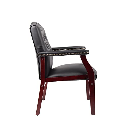 Leather Guest Chair with Padded Arm Rest Ergonomic W/Padded Seat and Arms for Reception Meeting Conference and Waiting Room Side Office Home (1 Pack, Black)