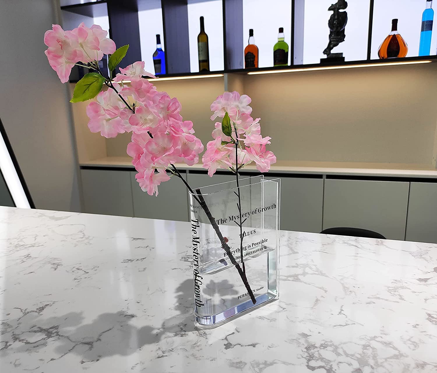 Puransen Bookend Vase for Flowers, Cute Home Office Decor; Unique Vase for Book Lovers, Artistic and Cultural Flavor Acrylic Clear Vases (Not Including Flowers)