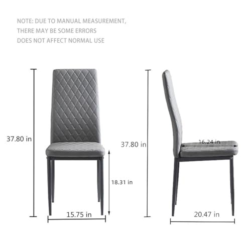 VOPES Light Gray Modern Minimalist Dining Chair Leather Sprayed Metal Pipe Conference Chair Set of 4