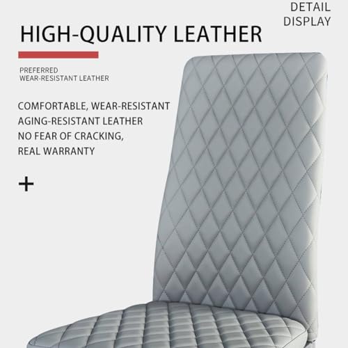 VOPES Light Gray Modern Minimalist Dining Chair Leather Sprayed Metal Pipe Conference Chair Set of 4