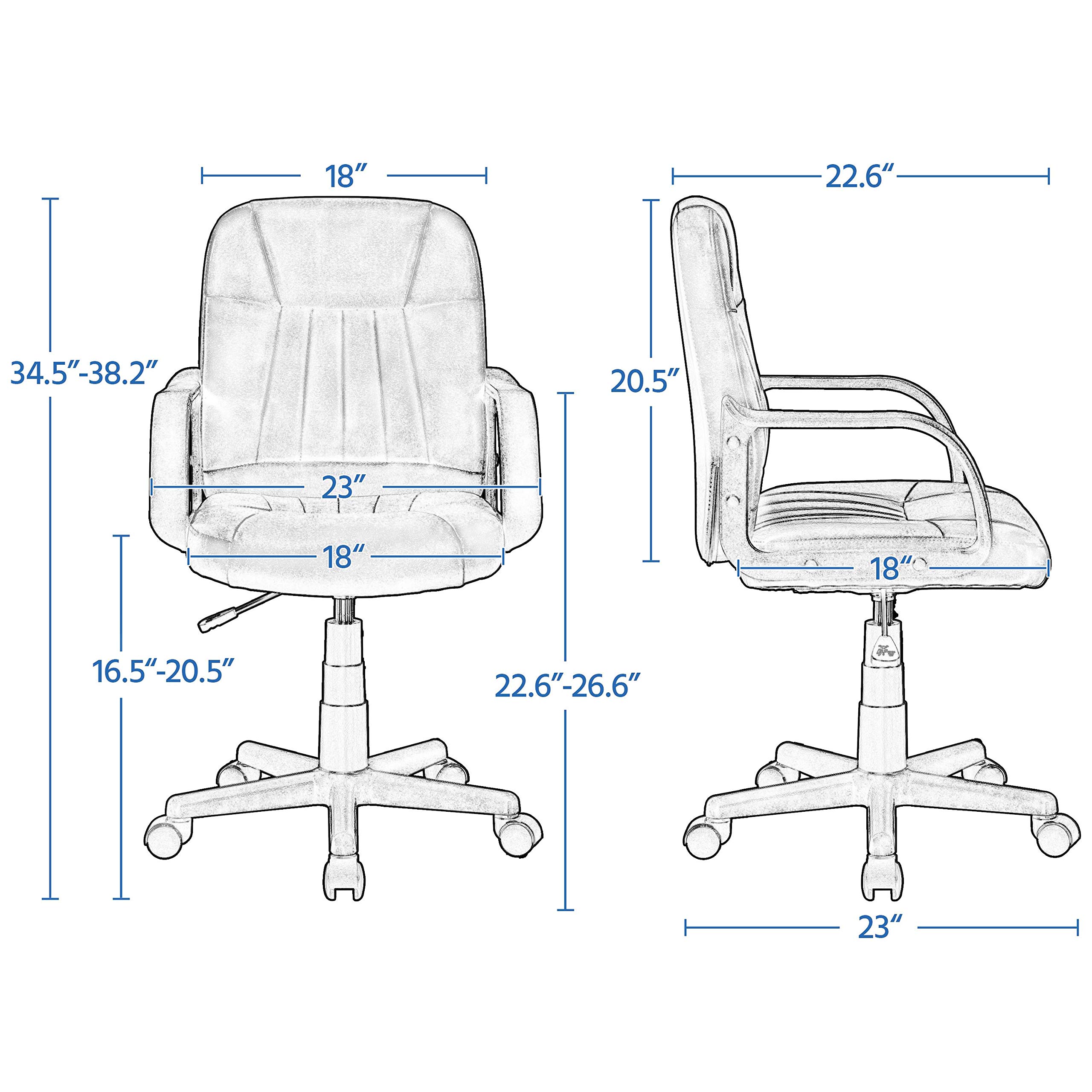 Topeakmart Executive Office Chair Swivel Computer Chair Conference Chair Leather Gaming Chair Adjustable Mid-Back with Arms
