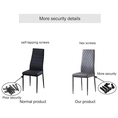 VOPES Light Gray Modern Minimalist Dining Chair Leather Sprayed Metal Pipe Conference Chair Set of 4