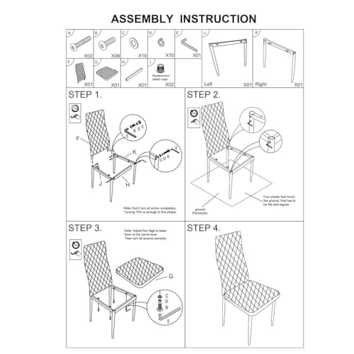 VOPES Light Gray Modern Minimalist Dining Chair Leather Sprayed Metal Pipe Conference Chair Set of 4
