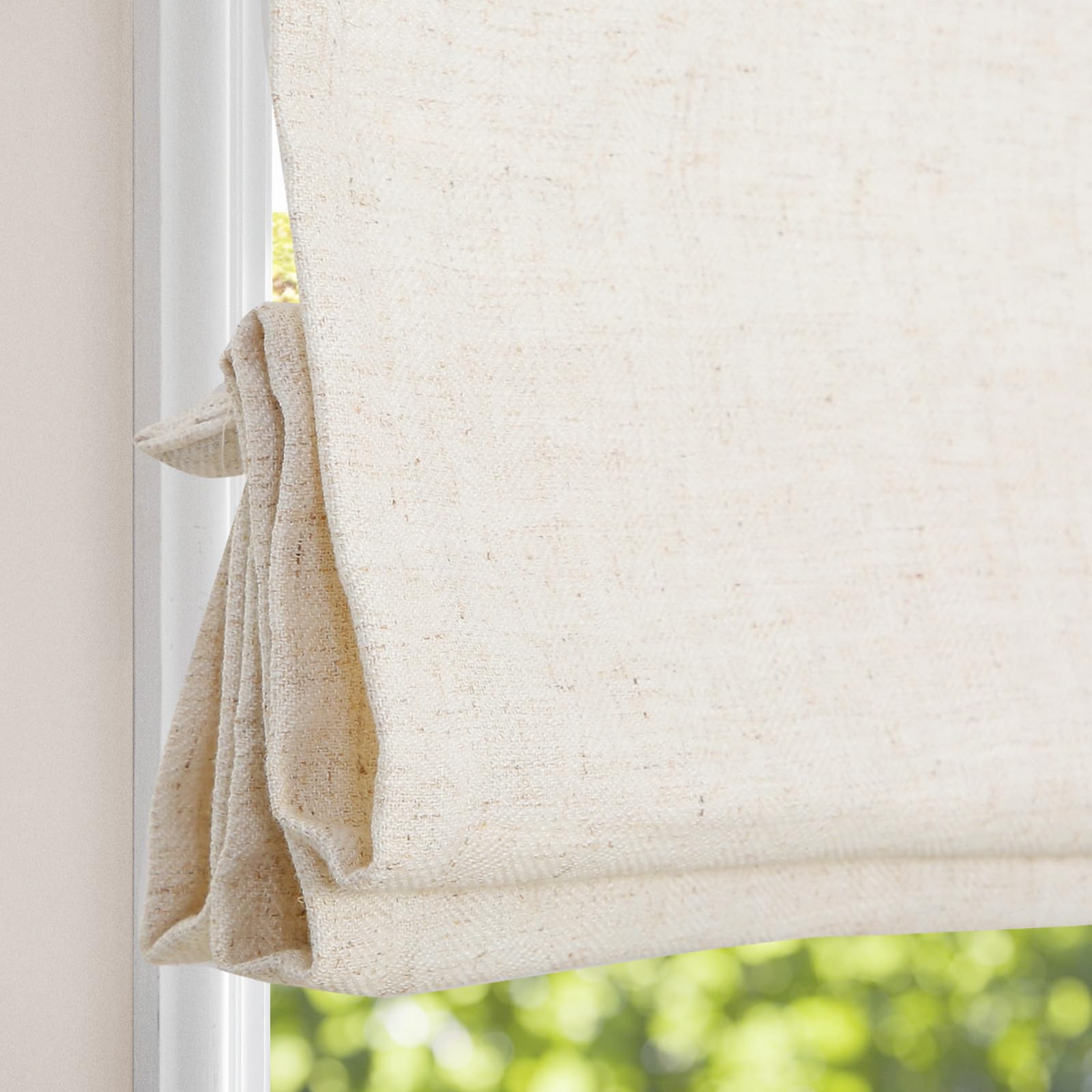 Cordless Linen Roman Shades, Premium Blackout Roman Window Shades, Custom Washable Fabric Roman Shades for Windows, Doors, French Doors, Kitchen Windows (1 Piece)