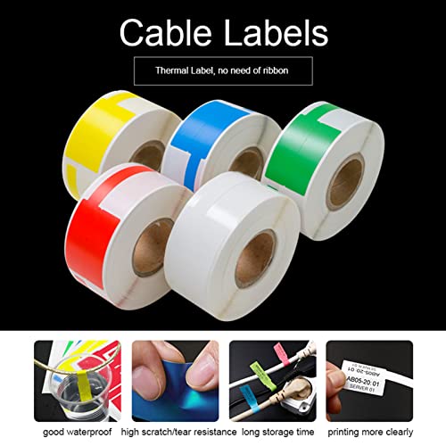 mewmewcat Label,Cable Label Self-Adhesive Thermal Printing Sticker Paper Waterproof Oil-Proof Tear Resistant Label Tape for Cables Wires Jewelry for DP23 Series Thermal Printer Label Maker Machine, 1