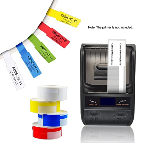 mewmewcat Label,Cable Label Self-Adhesive Thermal Printing Sticker Paper Waterproof Oil-Proof Tear Resistant Label Tape for Cables Wires Jewelry for DP23 Series Thermal Printer Label Maker Machine, 1