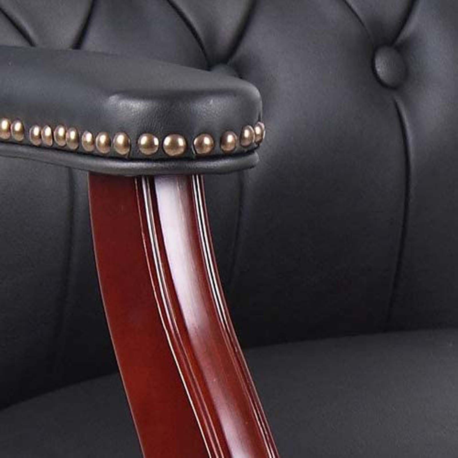 Leather Reception Guest Chairs with Padded Seat and Arms, Ergonomic Mid-Back Office Executive Chair for Meeting Waiting Room Conference Office, Guest Chairs