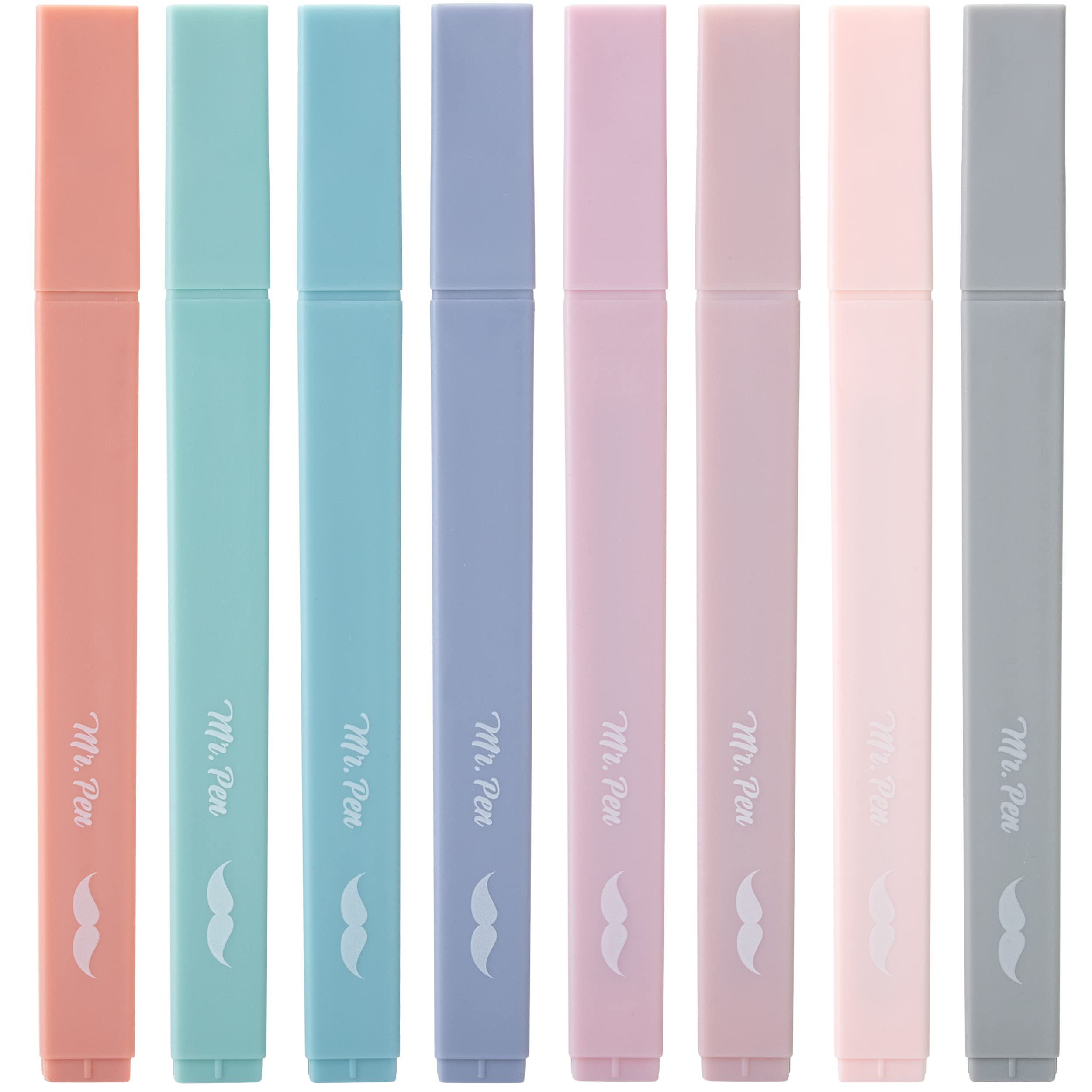 Mr. Pen- Aesthetic Cute Highlighters, 8 pcs, Chisel Tip, Earthy Colors, Assorted Colors,No Bleed Bible Pastel Highlighter Set