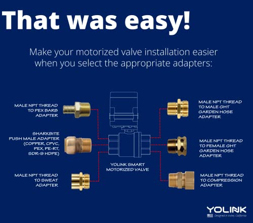 YoLink Wireless Smart Valve Control Kit, 1" Brass Motorized Valve, Wireless Valve Controller, Battery Powered Valve