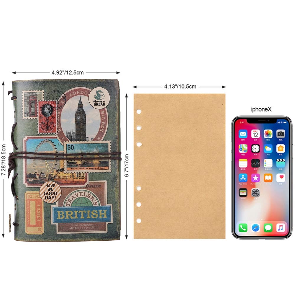 Leather Journal Notebook, MALEDEN Spiral Bound Traveler Notebook for Women Men Thanksgiving Refillable Daily Planner Sketchbook Diary with Zipper Pocket