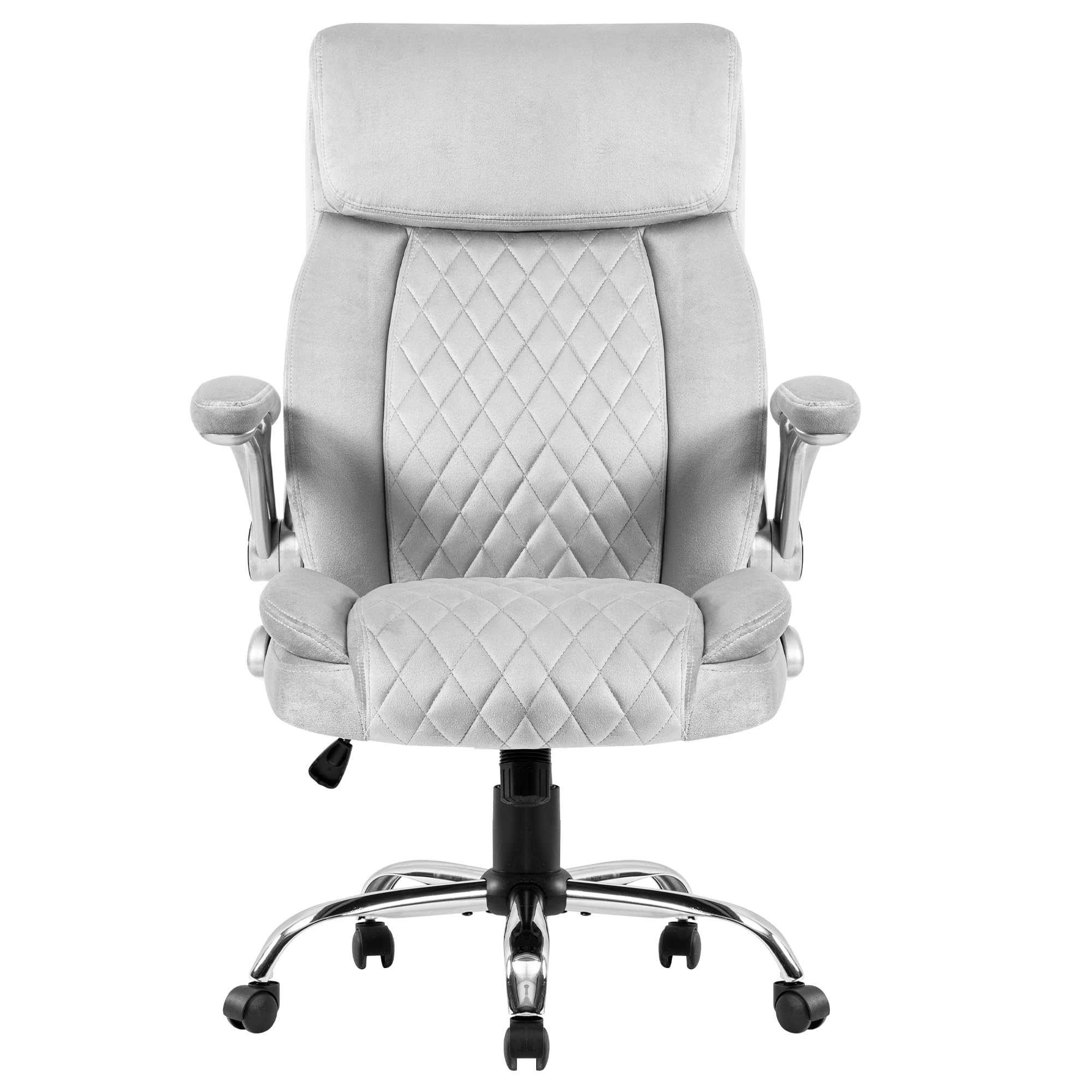 HOMYEDAMIC Velvet Ergonomic Office Chair, Adjustable Arms Wide Managerial Executive Home Desk Computer Chair Big and Tall with High Back Lumbar Support Wheels Comfortable(7013-Grey1)