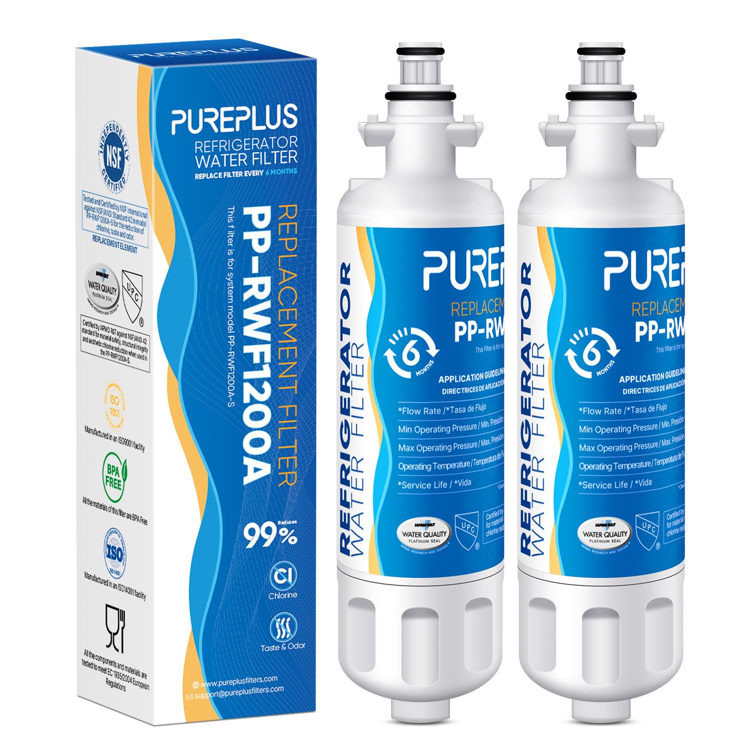 PUREPLUS ADQ36006101 Replacement for LG LT700P, Kenmore Elite 469690, ADQ36006102, Water Filters for Refrigerators LFXS30766S, LFX28968ST, LFX31925ST, LFX31945ST, LFXS29626S, RWF1052, RWF1200A, 2Pack