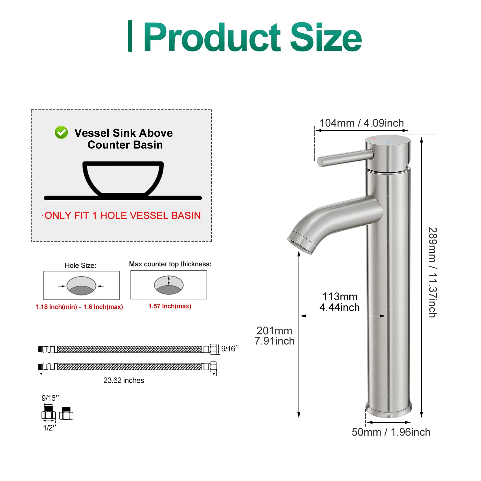 VOTON Vessel Sink Faucet Chrome Modern Tall Bathroom Faucets Single Handle One Hole Rv Vanity Lavatory Bathroom Sink Faucet