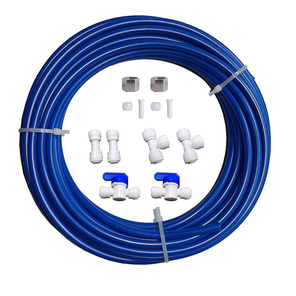 Malida RO Water Systems Ice Maker Kit 1/4" for Reverse Osmosis Systems and Water Filters (Blue Water Pipe)