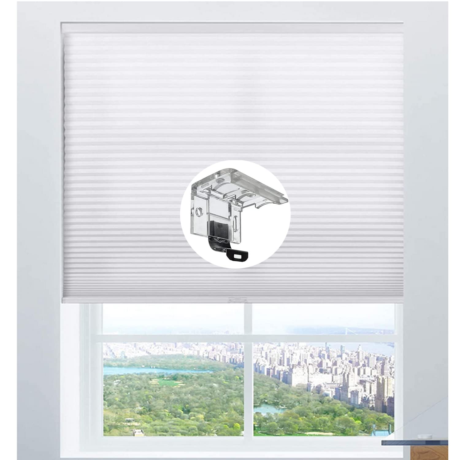 BOLWHAO 6 Pcs Cordless Shade Bracket, Mounting Bracket with Metal Clip for 1" (25MM) Pleated Shades Cordless Blinds Headrail Holder Clip PVC Cordless Honeycomb Cellular