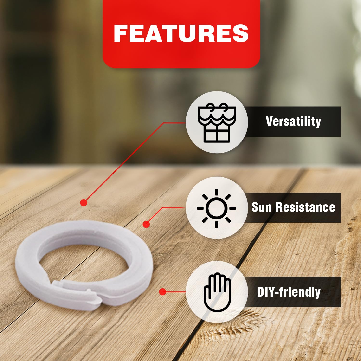 Amazing Drapery Hardware Premium Plastic Roman Shade Split Rings, 50 Pack - Premium White Finish, UV-Resistant - Versatile and Easy-to-Use for Window Valances and Shades
