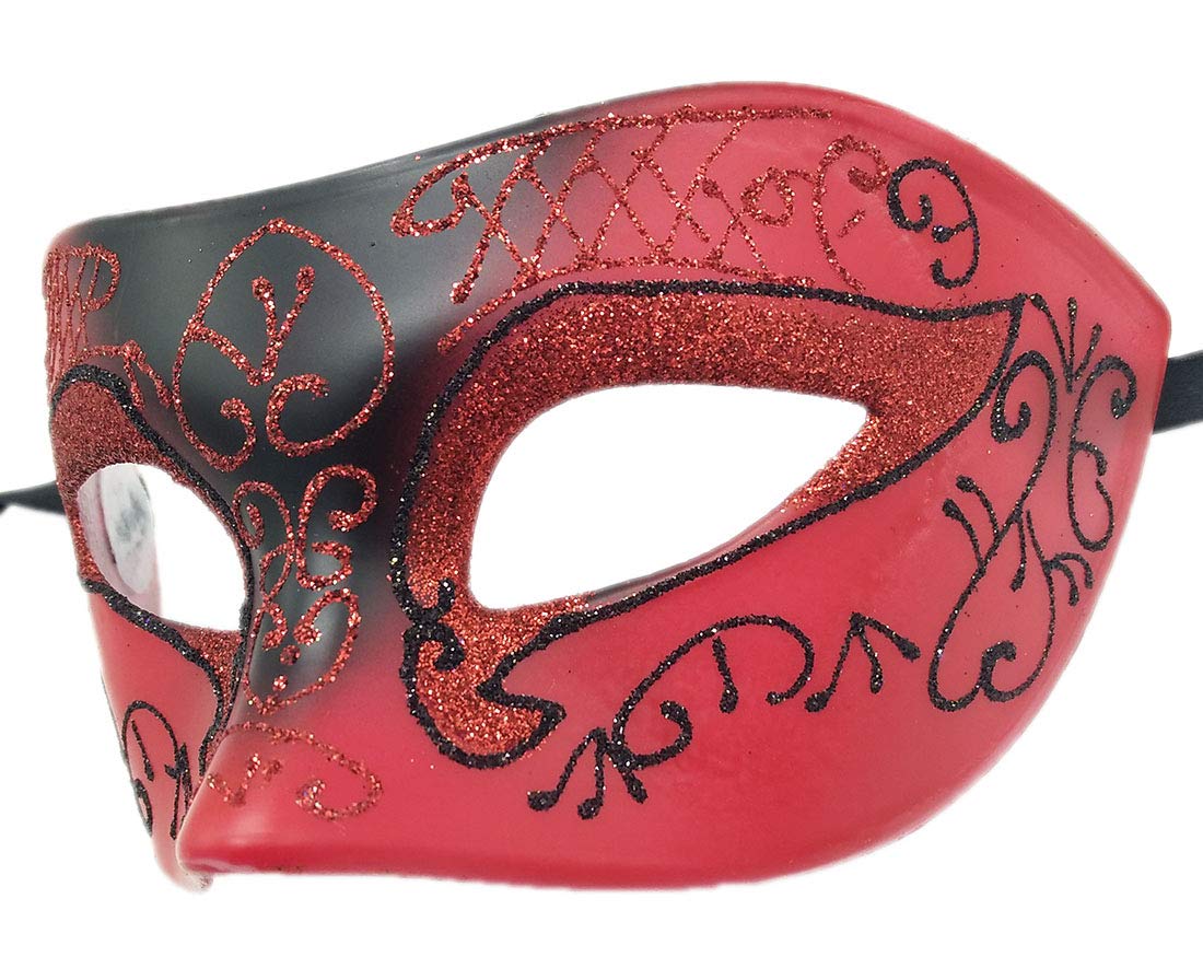 Coolwife Masquerade Mask Vintage Venetian Greek Roman Party Mardi Gras Masks (D Red Black)