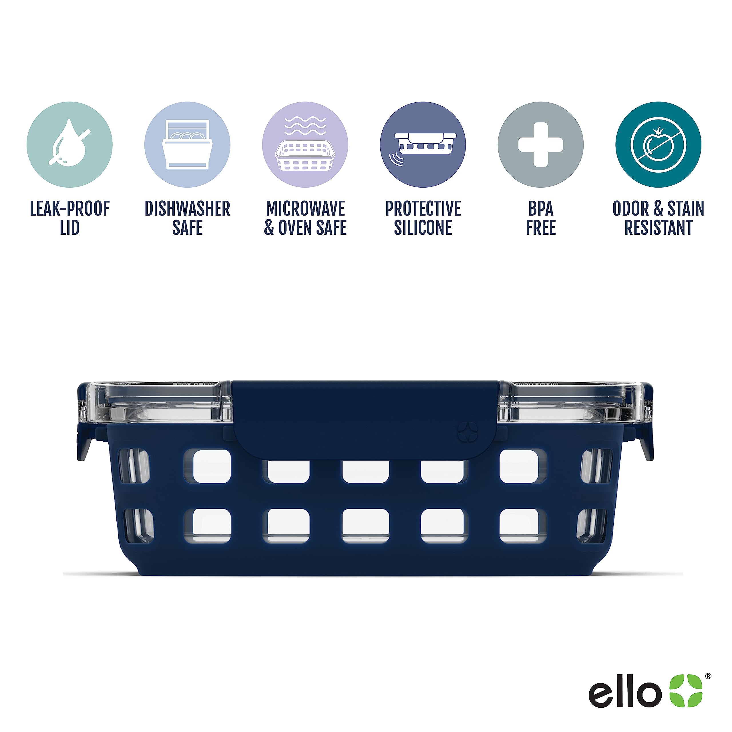 Ello DuraGlass Glass Food Storage Meal Prep Containers with Silicone Sleeve and Airtight Lids, 6 Piece 3 Pack, Mixed Berry